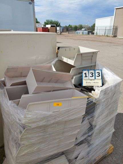 PALLET OF PLASTIC STORAGE BINS - USED - Bentley & Associates, LLC