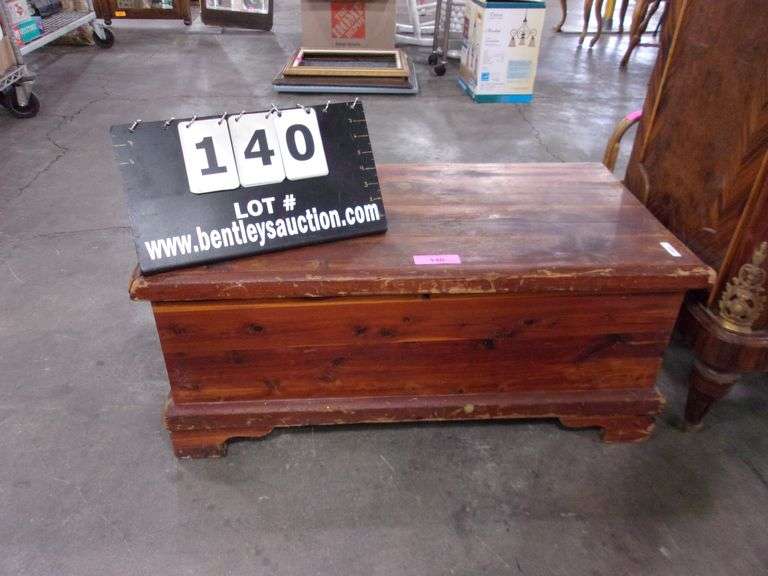 STAINED CEDAR WOODEN CHEST - Bentley & Associates, LLC
