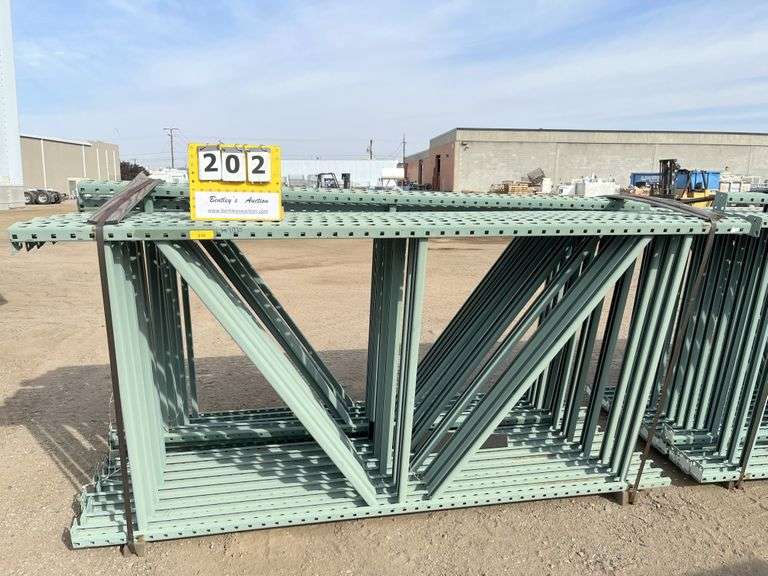 STACK: PALLET RACK UPRIGHTS - 4' X 8' - USED, AS IS (15X MONEY ...