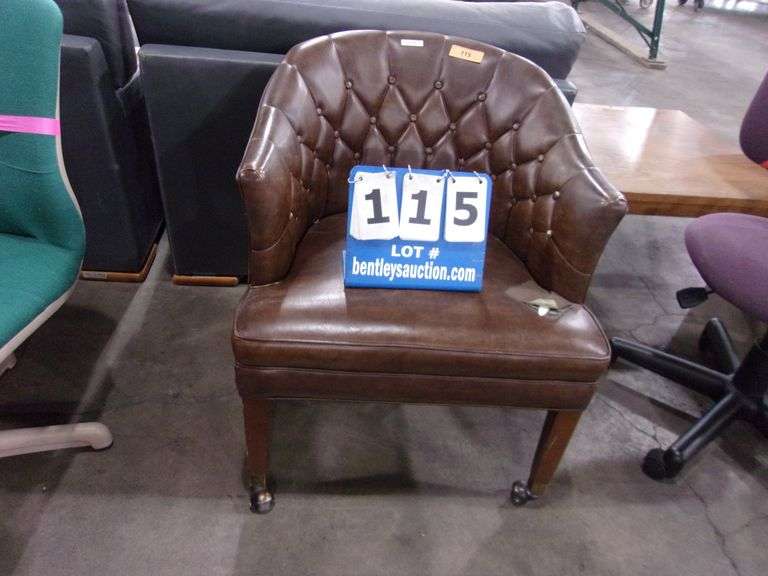 CASTERED CHAIR - BROWN LEATHER - Bentley & Associates, LLC