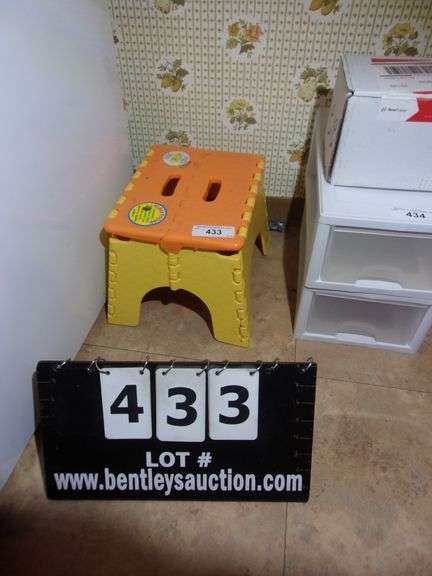 SMALL YELLOW QUICK FOLD STEP STOOL - Bentley & Associates, LLC