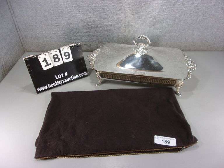 WALLACE SILVER PLATE #226 "BAROQUE" PATTERN COVERED PYREX SERVING DISH ...