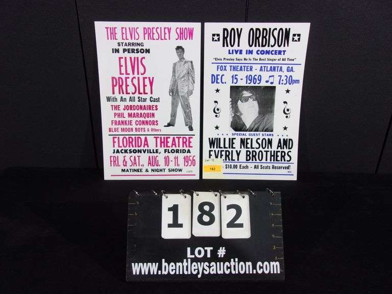 LOT: (2) PRINTS - ROY ORBISON 1969 CONCERT POSTER, ELVIS PRESLEY 1956 ...