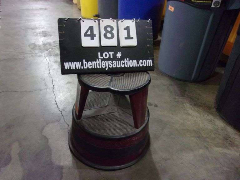 METAL TWO-STEP LIBRARY STEP STOOL - RED & BLACK - Bentley & Associates, LLC