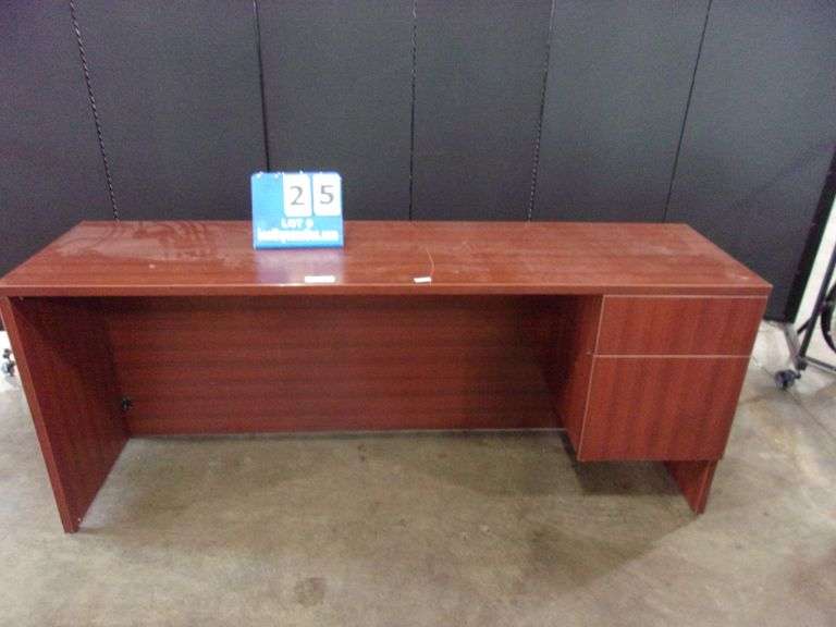 WOODEN/WALNUT BROWN DESK W/ 2 LOCABLE DRAWERS - Bentley & Associates, LLC