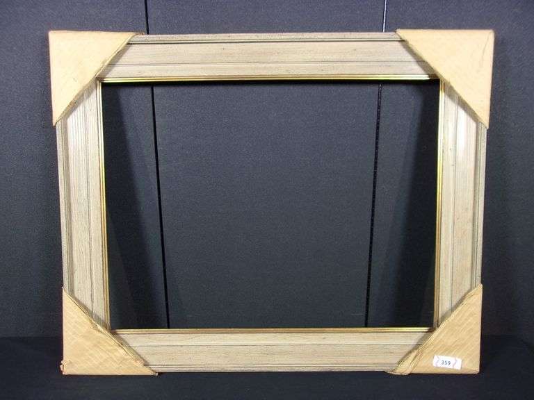 DARK STAINED RUSTIC STYLED WOOD FRAME W/ GOLD PAINTED STRIP INLAY 39 X ...