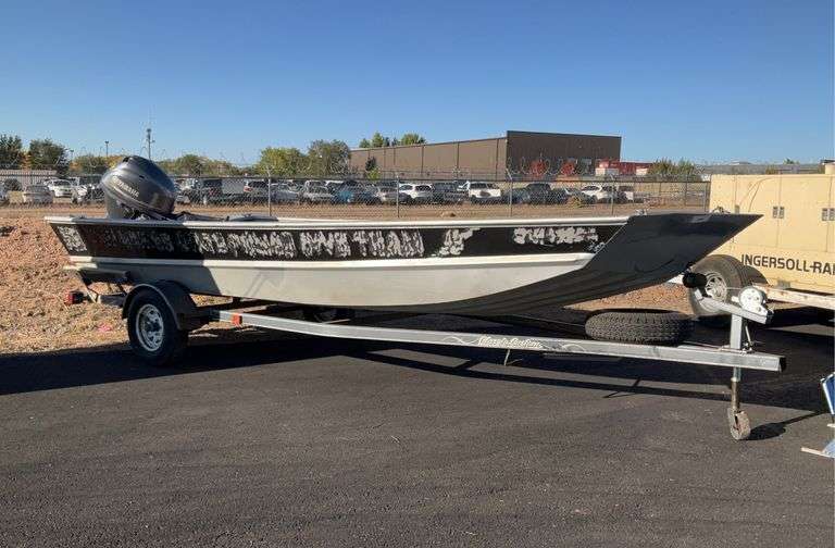 NATIONAL MARINE SEA ARK 18' ALUMINUM JOHNNY BOAT (NO KEY, NO MOTOR) W ...