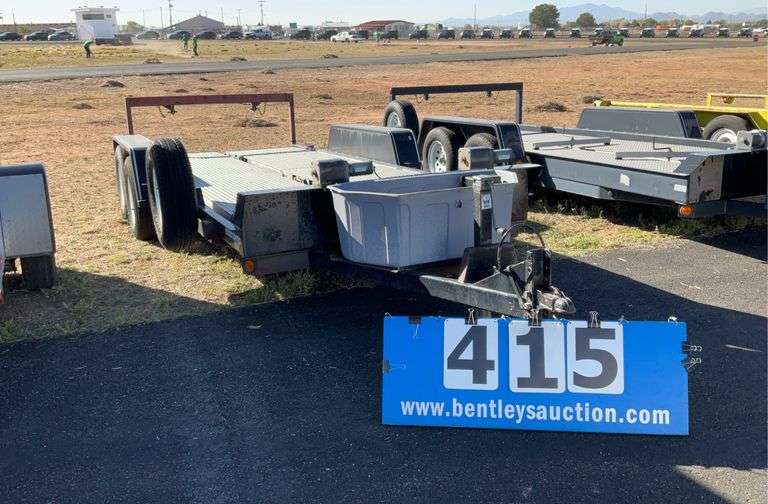 2001 FELLINGS DRIVE OVER SCALE CARRY FLATBED TRAILER, TANDEM AXLES, 7 ...