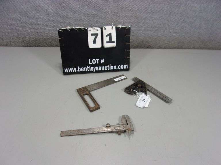 LOT: (3) VINTAGE RUSTED METAL RULERS & CALIPERS - Bentley & Associates, LLC