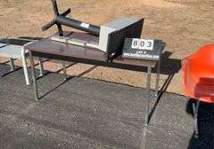 LOT: WOOD TOPPED TABLE W/ METAL LEGS & FINGERPRINT TAKING BENCH ...