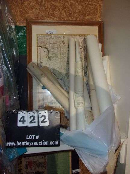 LOT: FRAMED MAP W/ ROLLED MAPS - Bentley & Associates, LLC