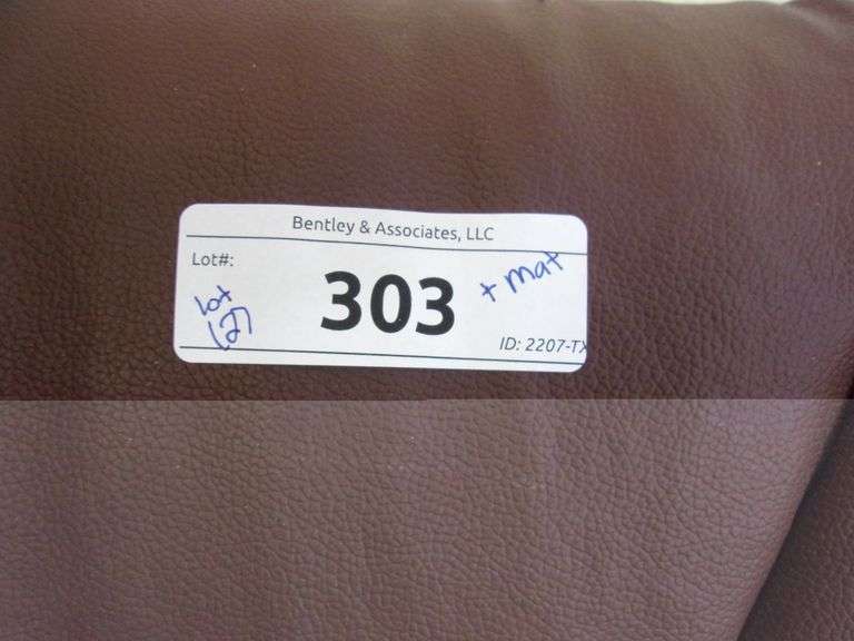 CASTERED LEATHER OFFICE DESK - MAROON & OFFICE CHAIR MAT - Bentley ...