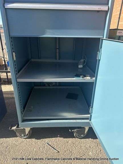 LISTA 4-DRAWER, 1-DOOR BLUE METAL CABINET - 28-1/2 X 28-1/2 X 60 ...