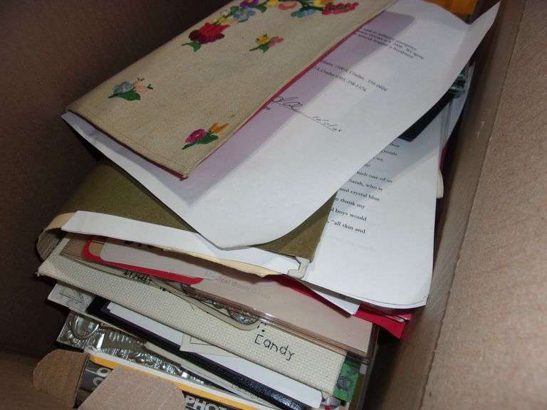 BOX: PHOTO ALBUMS, TABLE RUNNER, POSTCARDS, ETC - Bentley & Associates, LLC