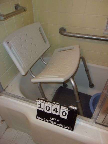 METAL FRAMED WHITE PLASTIC SHOWER CHAIR & ROBES - Bentley & Associates, LLC