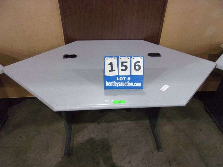 METAL FRAMED TABLE W/ GREY WOODEN HEXAGONAL TABLE TOP - Bentley ...