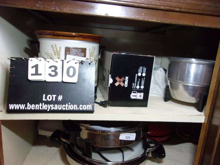CONTENTS OF SHELF: CORCK WATCHER, CRUX FOOD CHOPPER, ETC. - Bentley ...