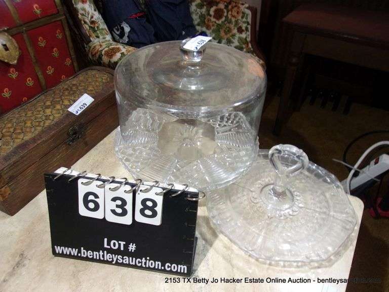 LOT: HANDLED GLASS SERVING PLATTERS W/ FLORAL PATTERNS, STARBURST ...