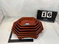 ORIENTAL WOOD STACKING SERVING TRAYS - Bentley & Associates, LLC