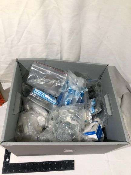 BOX: ASSORTED CONNECTORS, FITTINGS - USED, AS IS - Bentley & Associates ...