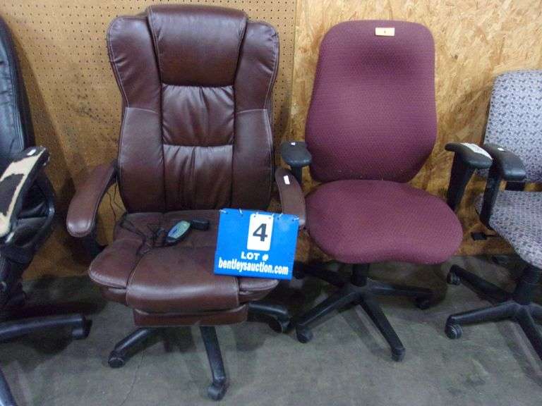 ROLLING CHAIR - MAROON, LEATHER OFFICE CHAIR W/ MASSAGE SETTINGS ...