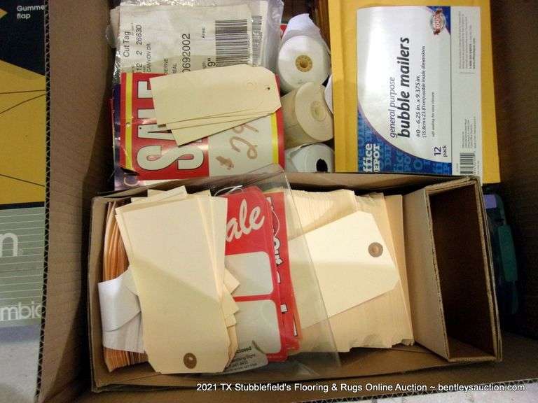 BOX: MANILA LABELS, ENVELOPES, REGISTER TAPE - Bentley & Associates, LLC