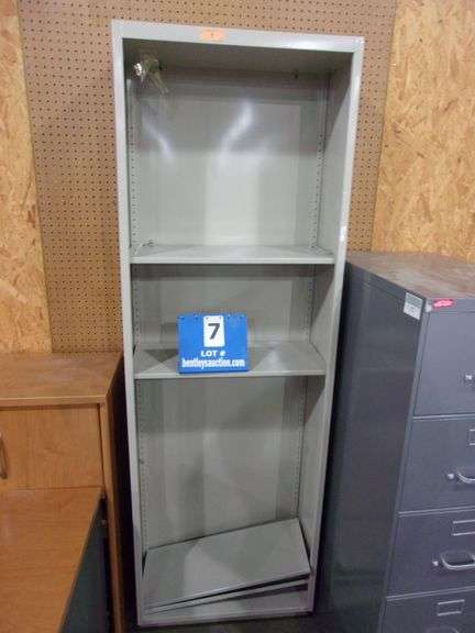 METAL OFFICE SHELVING UNIT - BEIGE, 7' TALL - Bentley & Associates, LLC