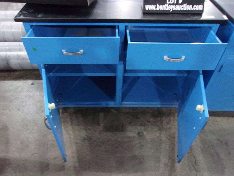 HEAVY DUTY BLUE LAB METAL CABINET CASE 2-DOOR 2-DRAWER 23" X 49 ...