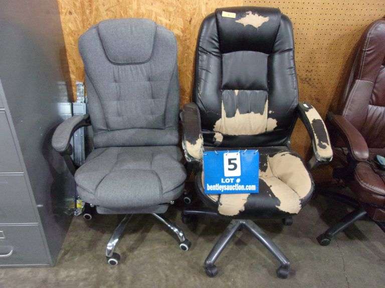 LEATHER OFFICE CHAIR - BLACK & TORN, OFFICE CHAIR - GRAY (2X MONEY ...