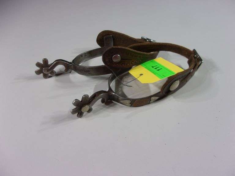 CARL HALL BOTTLE OPENER SPURS W/ HEART SILVER & COPPER ACCENTS ...