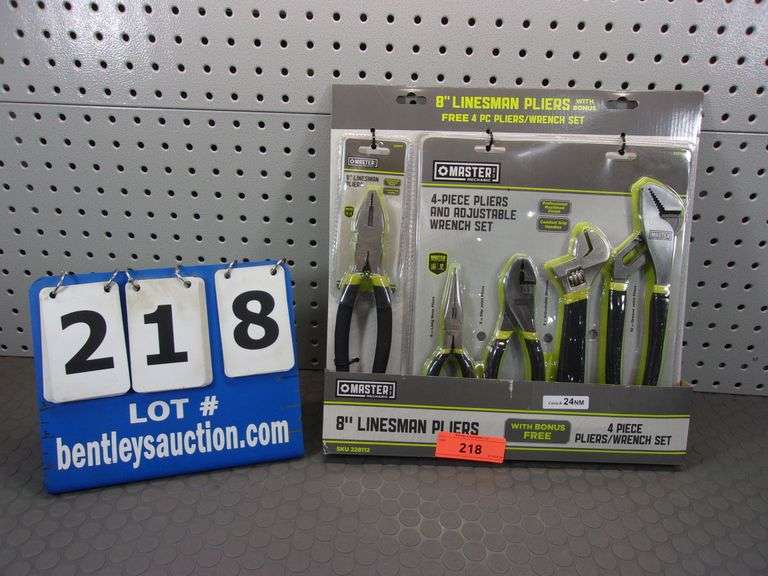 MASTER MECHANIC 8" LINESMAN PLIERS W/ 4-PIECE PLIER/WRENCH SET ...