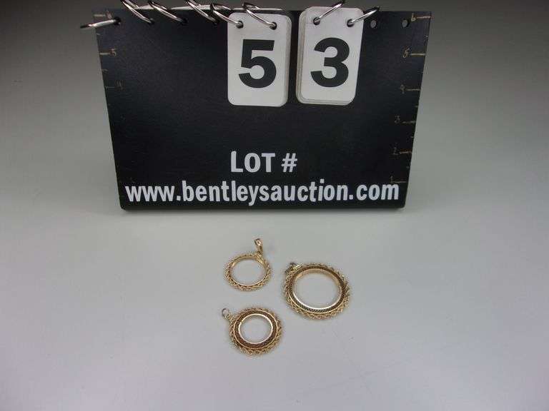 14KT YELLOW GOLD ROPE CHAIN COIN BEZEL PENDANTS (3X MONEY) - Bentley ...