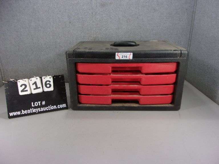 DURABUILT BLACK & RED PLASTIC 4-DRAWER TOOLBOX - Bentley & Associates, LLC