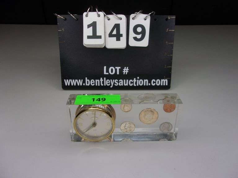 1964 US UNCIRCULATED COIN - SET - DESKTOP ELGIN CLOCK COIN DISPLAY - 5 ...