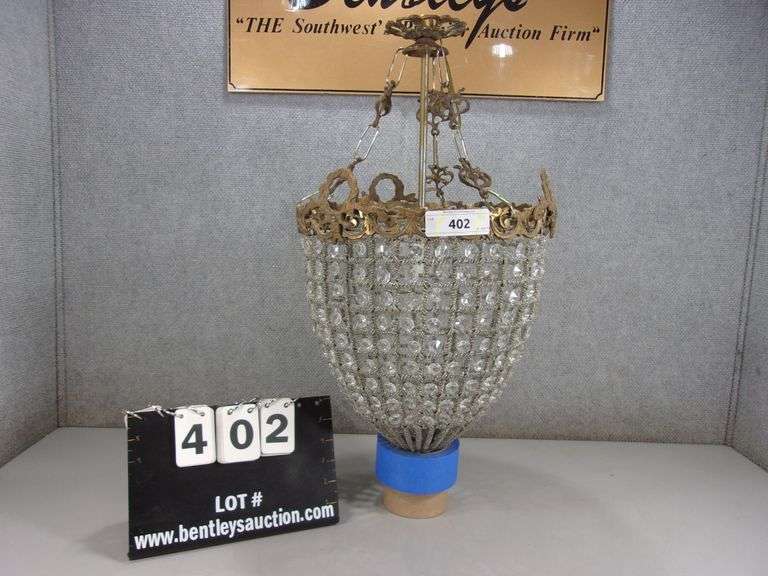CAST BRASS & GLASS BEADED CHANDELIER LIGHT FIXTURE - Bentley ...