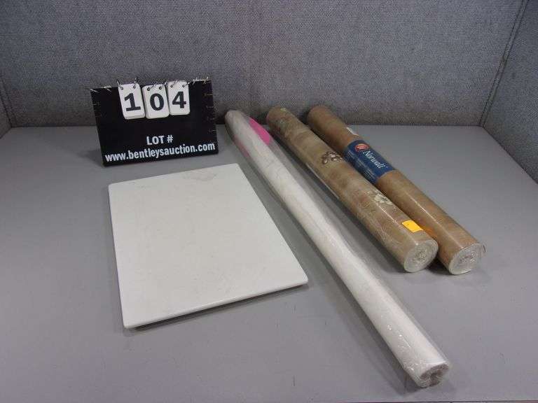 LOT: 2 ROLLS OF NORWALL, ROLL OF WHITE PAPER, CUTTING BOARD - Bentley ...