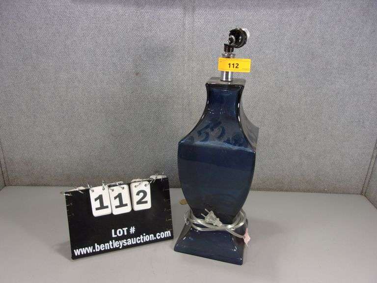 BLUE GLASS LAMP BASE - Bentley & Associates, LLC