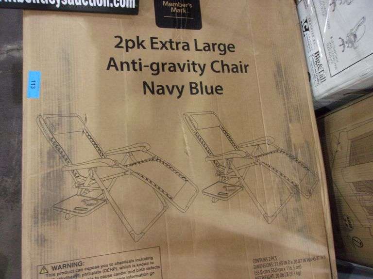 MEMBER'S MARK 2 PACK EXTRA LARGE ANTI-GRAVITY CHAIRS - NAVY BLUE ...