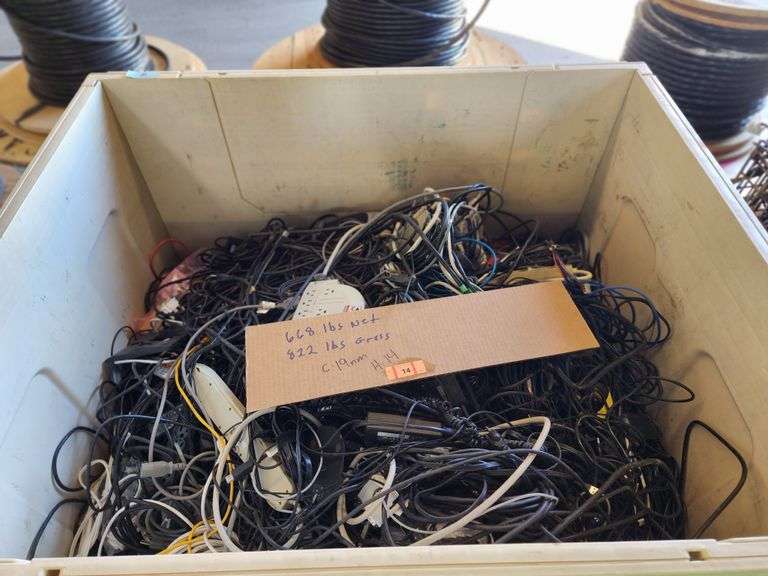 TUB: ASSORTED CABLE AND WIRE- 668 LBS NET- CONTENTS ONLY - Bentley ...