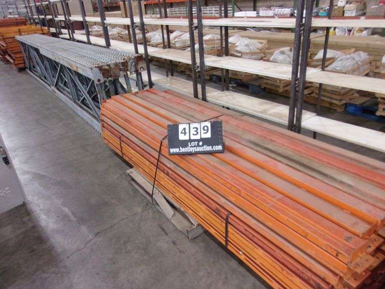 LOT: INTERLAKE TEARDROP GREY PALLET RACK SHELF SIDING, ORANGE METAL ...