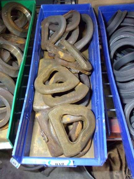 BLUE PLASTIC BIN OF STEEL LIFTING LUGS - Bentley & Associates, LLC