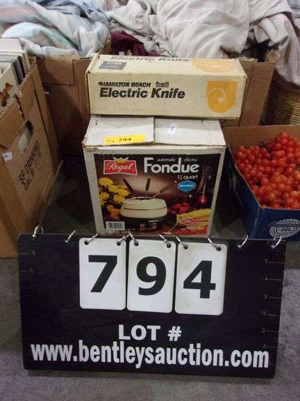 REGAL FONDUE MACHINE, HAMILTON BEACH ELECTRIC KNIFE - Bentley ...