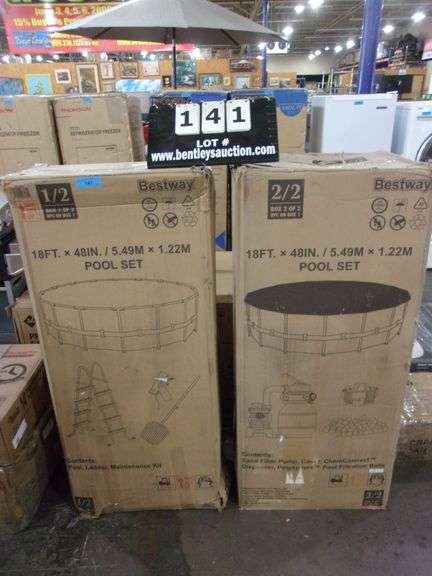BESTWAY 18 FT. X 48 IN. ABOVE GROUND POOL SET, 2 BOXES - Bentley ...