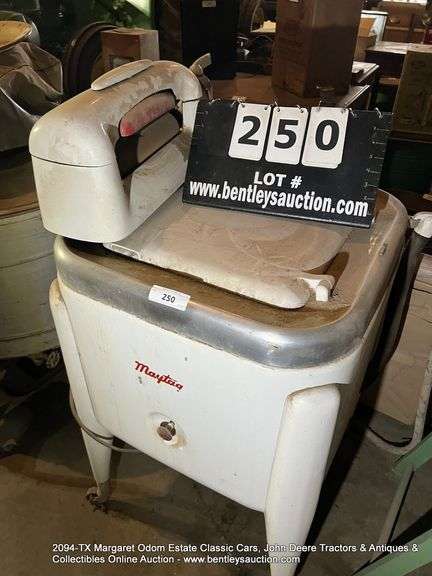 MAYTAG ANTIQUE WHITE METAL WASHING MACHINE - Bentley & Associates, LLC