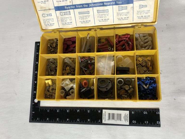 PLASTIC COMPARTMENT TRAY/CASE W/ ELECTRIC CONNECTORS, TERMINALS ...