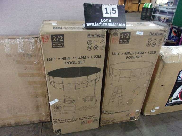 BESTWAY POOL SET, 18' X 48" **COMPLETE SET - BOTH BOXES** - Bentley ...