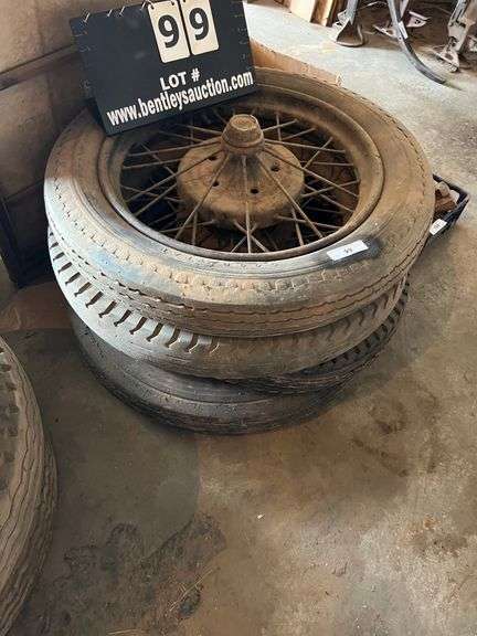 1920's MODEL A WIRE WHEELS W/ GOOD YEAR 4.40/4.50-21 4-PLY SPOKE TIRES ...