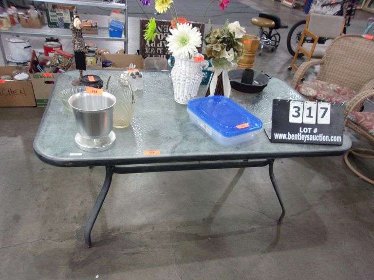 RECTANGLE GLASS TOP PATIO TABLE - 60" X 38" X 27" - Bentley ...