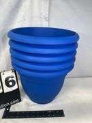 (5) BLUE PLASTIC FLOWER POTS - Bentley & Associates, LLC