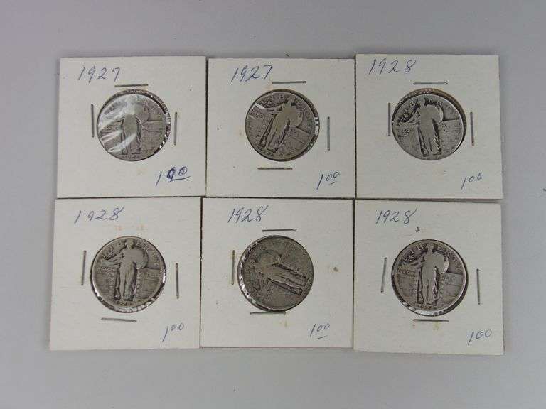 1927 & 1928 WALKING LIBERTY SILVER QUARTERS (6X MONEY) - Bentley ...